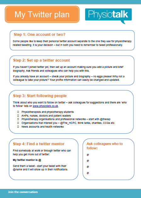 My twitter plan – physiotalk